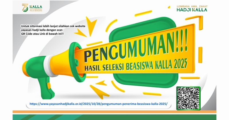 PENGUMUMAN PENERIMA BEASISWA KALLA 2025 – Yayasan Hadji Kalla